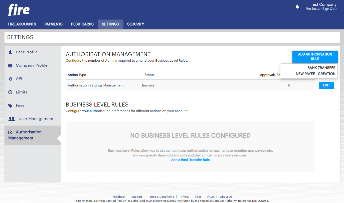 Adding an Authorisation Rule