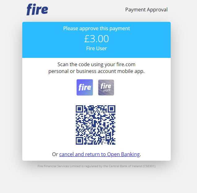 Using fire.com to make an Open Banking Payment