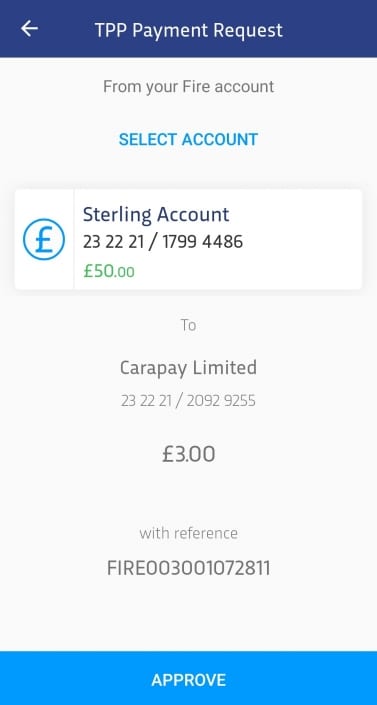 Using fire.com to make an Open Banking Payment